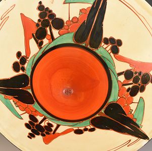 Clarice Cliff RED TREES & HOUSE LARGE CONICAL BOWL C.1930